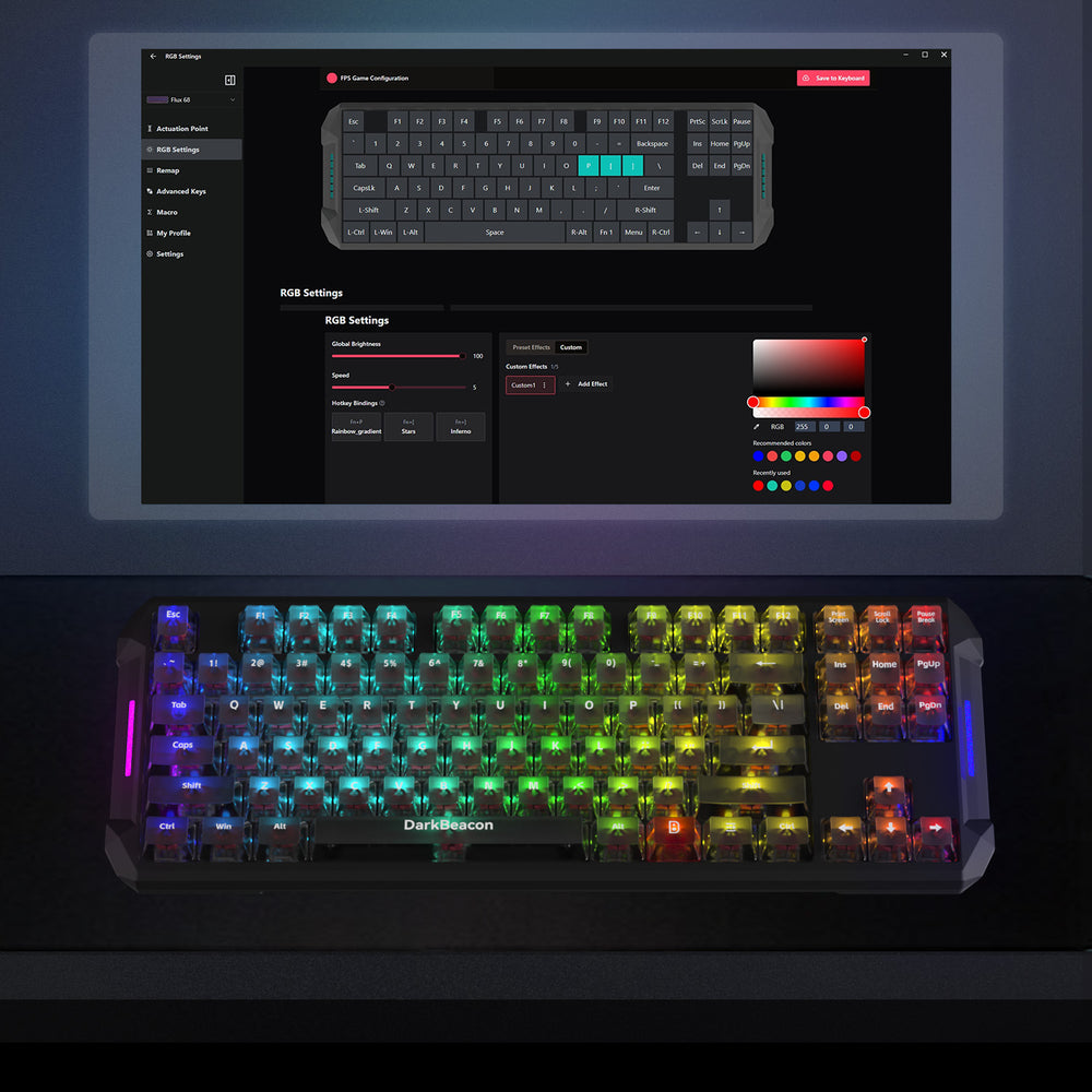 DarkBeacon Flux 87 TKL 80% Hall Effect Magnetic Switch Gaming Keyboard ...